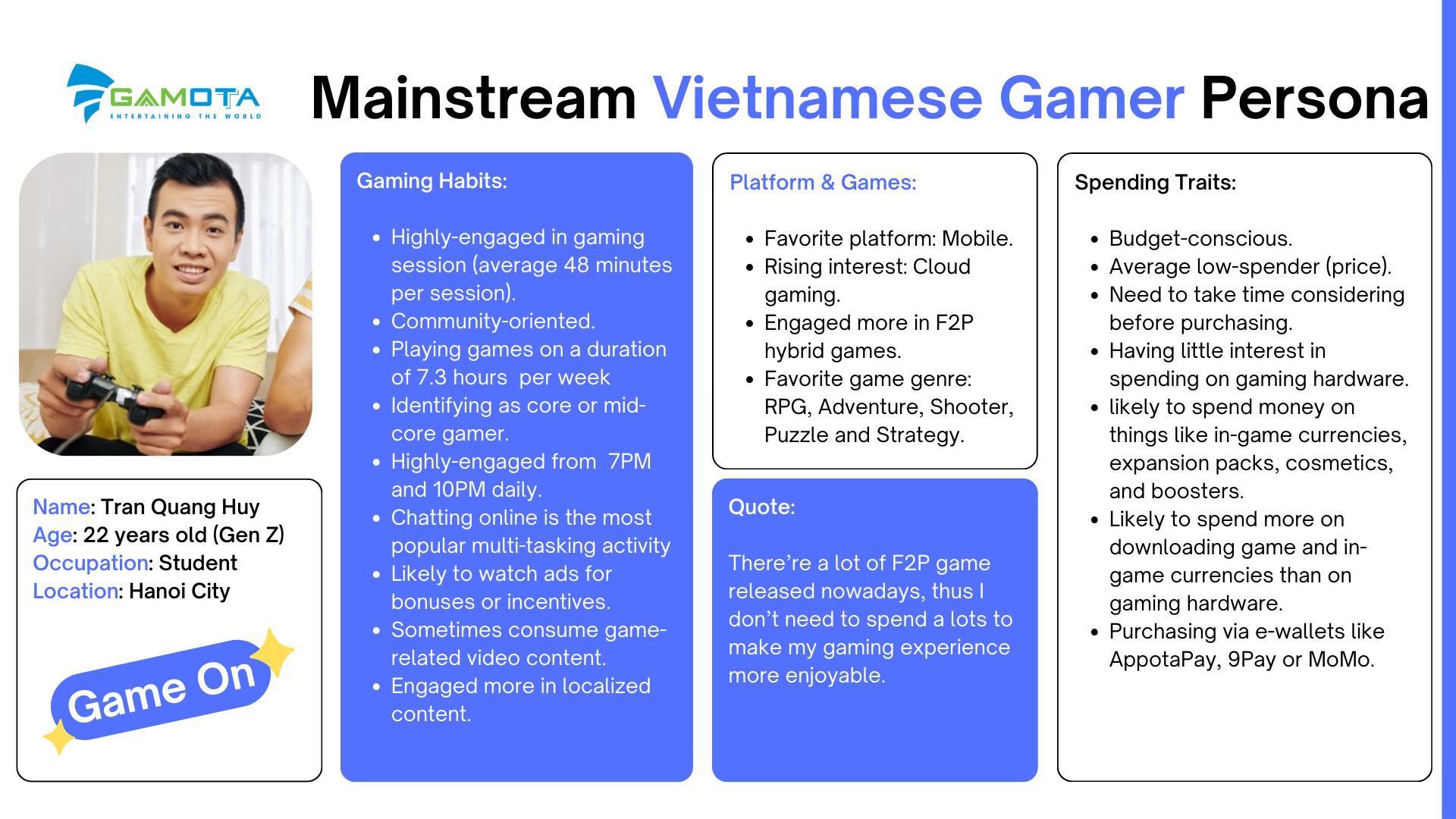 Mainstream Vietnamese Gamers’ Persona - Gamota